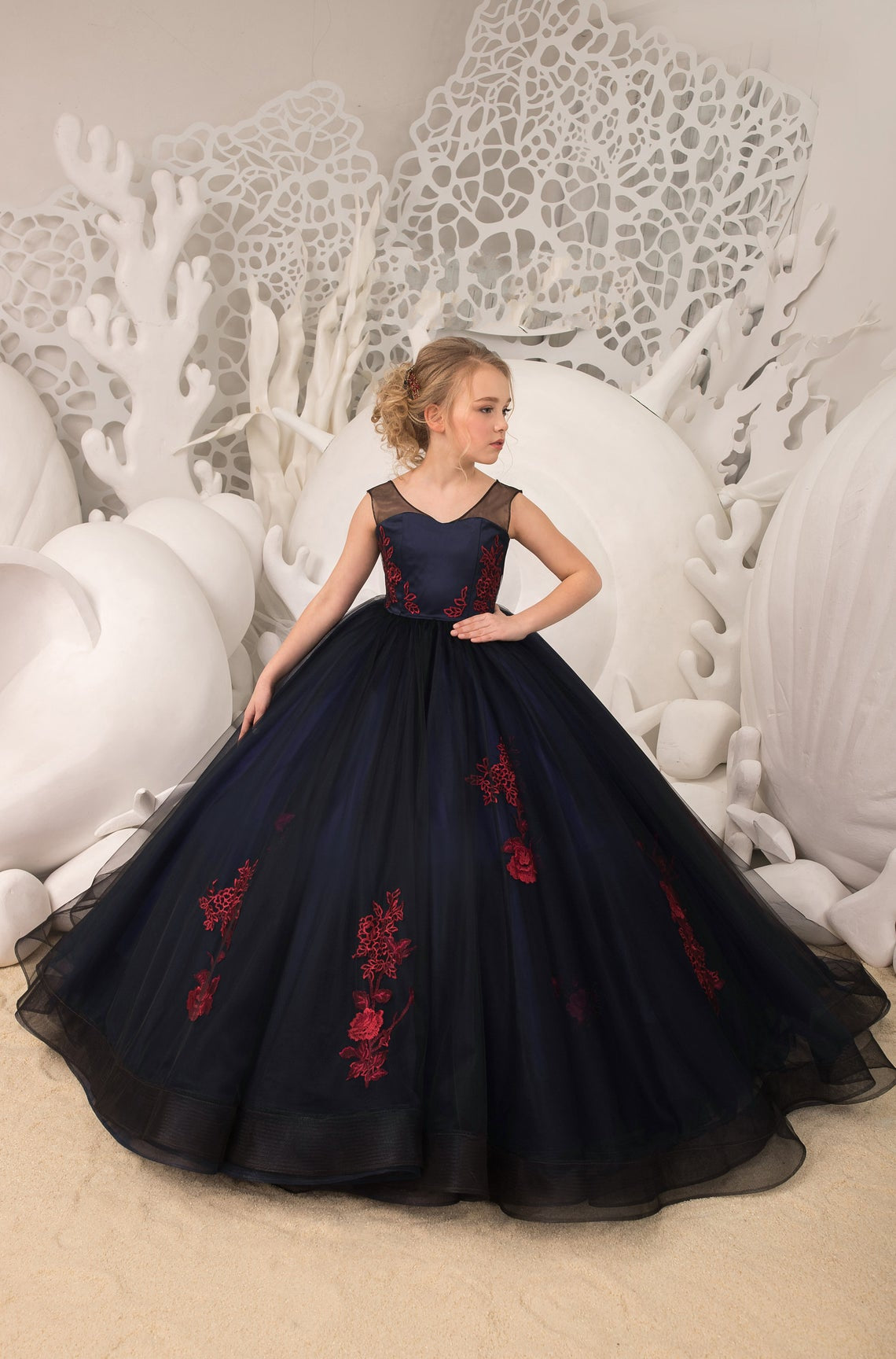 Pageant Tulle Flower Girl Gown Special Occasion Party Dress For Girls ...