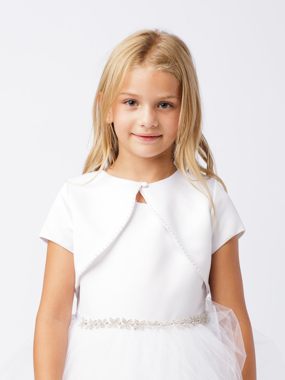 The Melissa First Communion Satin Bolero – BLUSH KIDS INC.