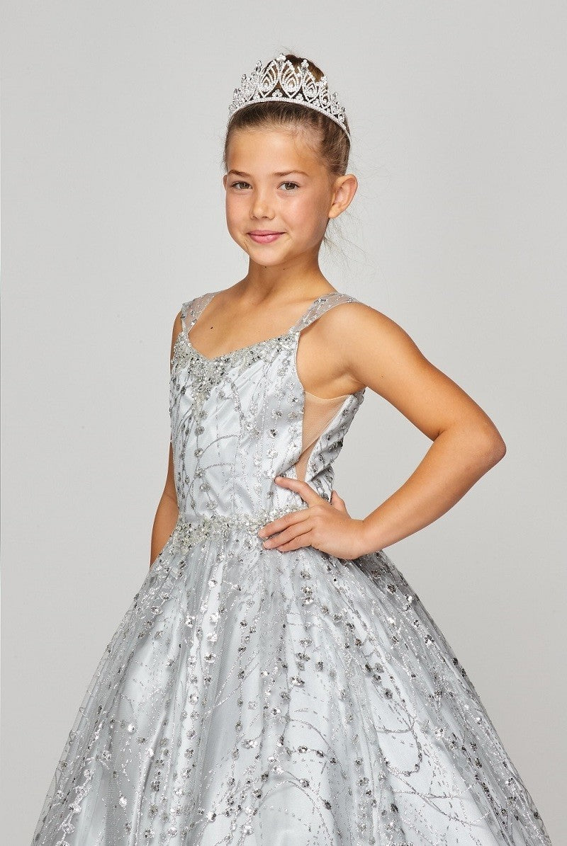 Stunning Blush Luxury Couture Metallic Glitter Girls Pageant Dress ...