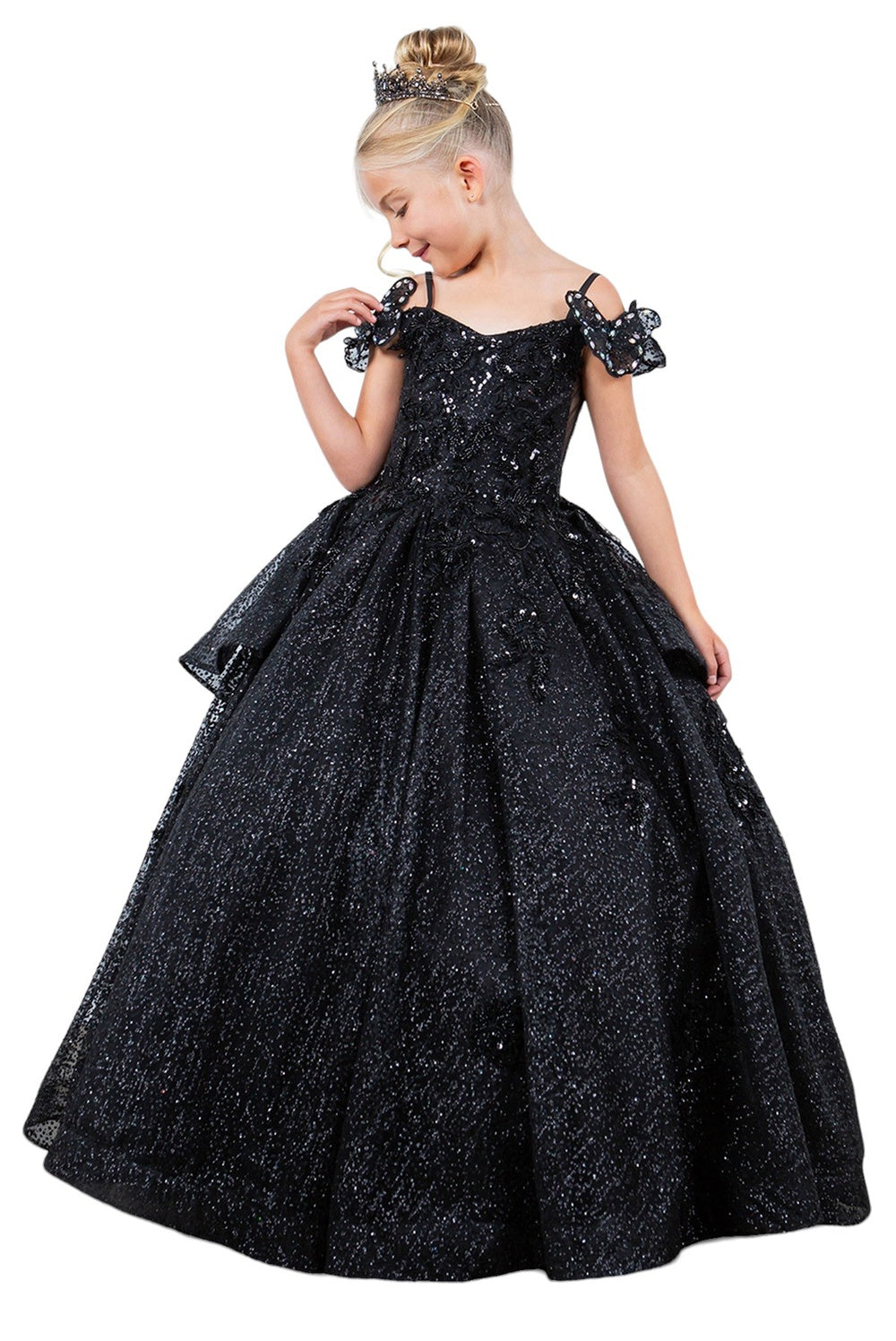 Nyra Glitter Off The Shoulder Pageant Gown for Girls - Shine at Every ...