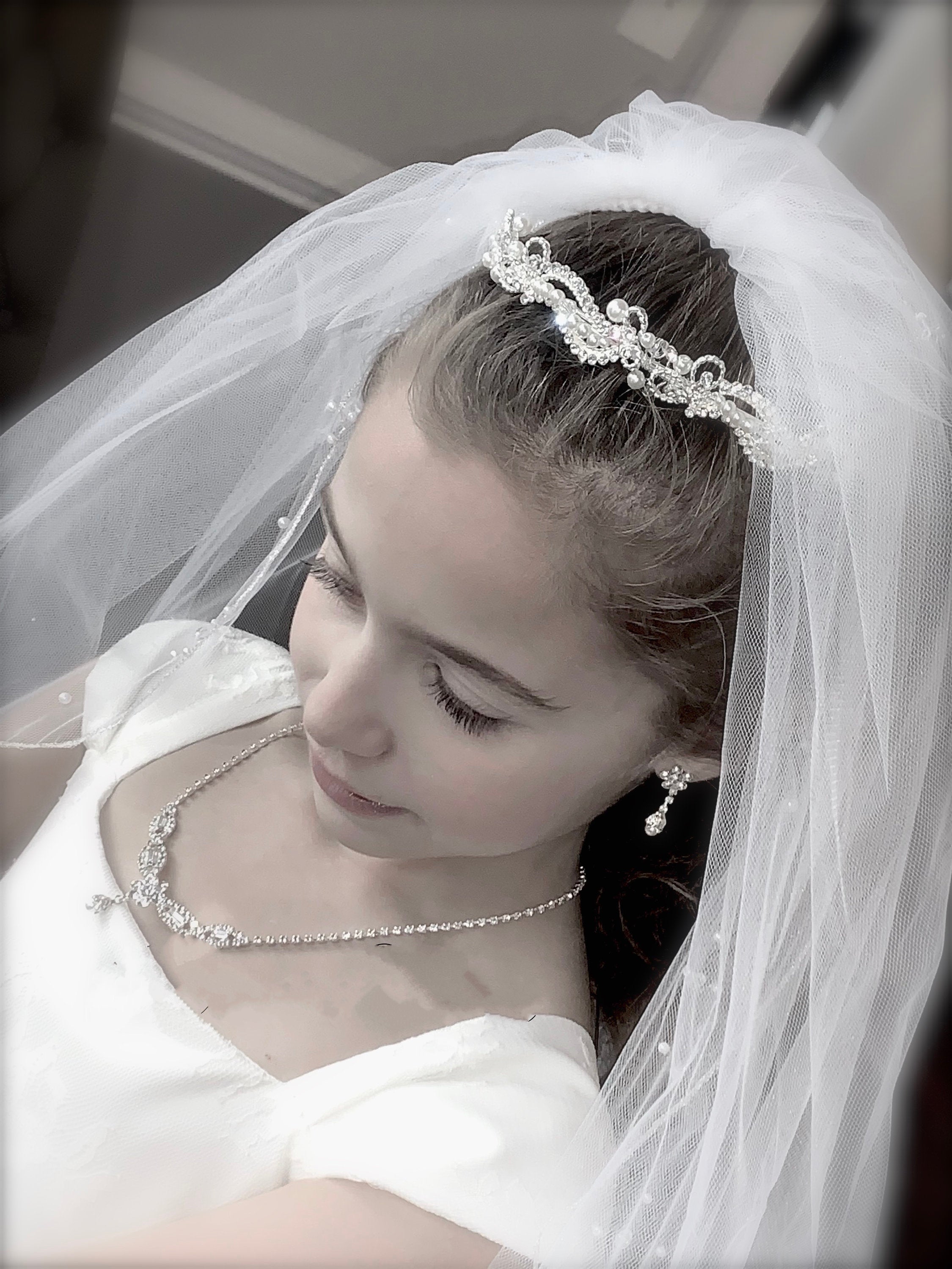 The Lily Custom Made Communion Crystal Headband – BLUSH KIDS INC.